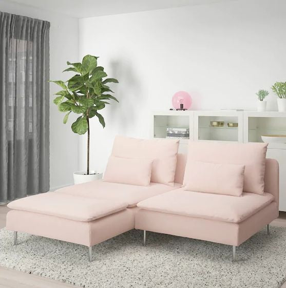 SODERHAMN SOFA MODULAR 1 ESQUINERO Y 1 CHAISE SAMSTA ROSA CLARO – Essenciadeco